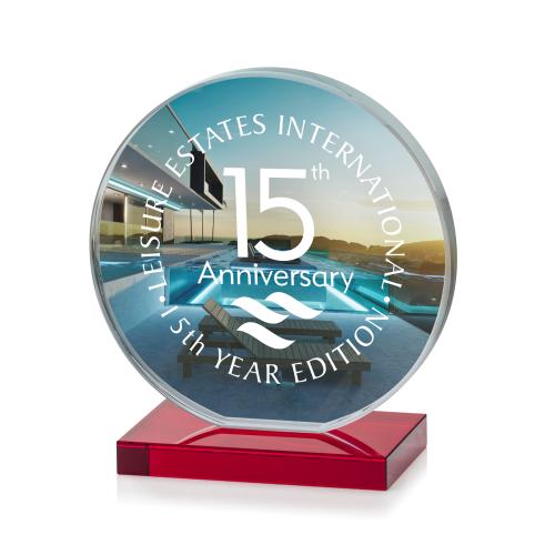 Victoria Full Color Red Circle Crystal Award AWV311-R