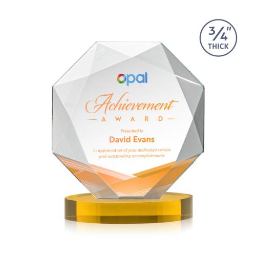 Bradford Full Color Amber on Alberton Base Crystal Award